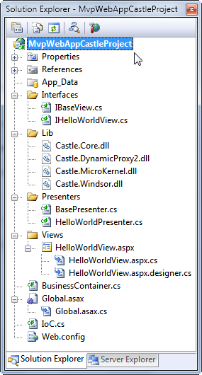 Leniel Maccaferri's blog: Model View Presenter pattern with Castle in ASP.NET